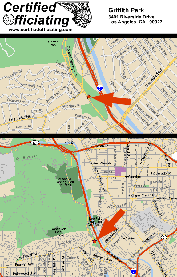 Certified Officiating - Griffith Park map